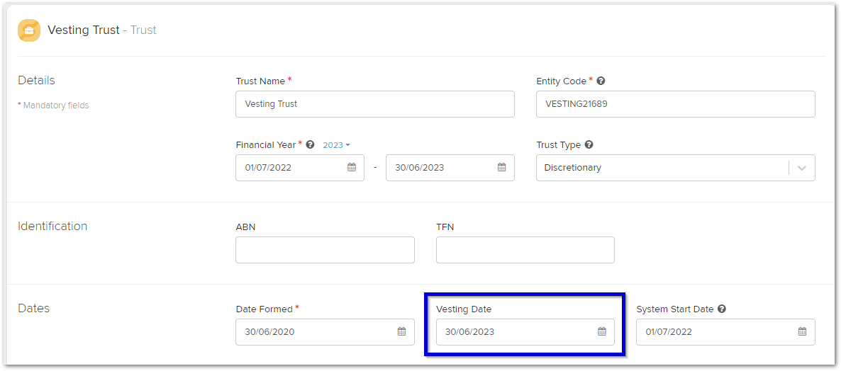 Vesting a trust – Simple Invest 360